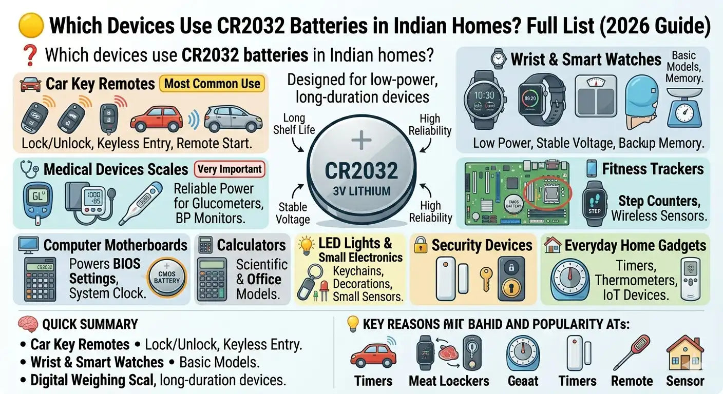 Which Devices Use CR2032 Batteries in Indian Homes? Full List (2026 Gu ...